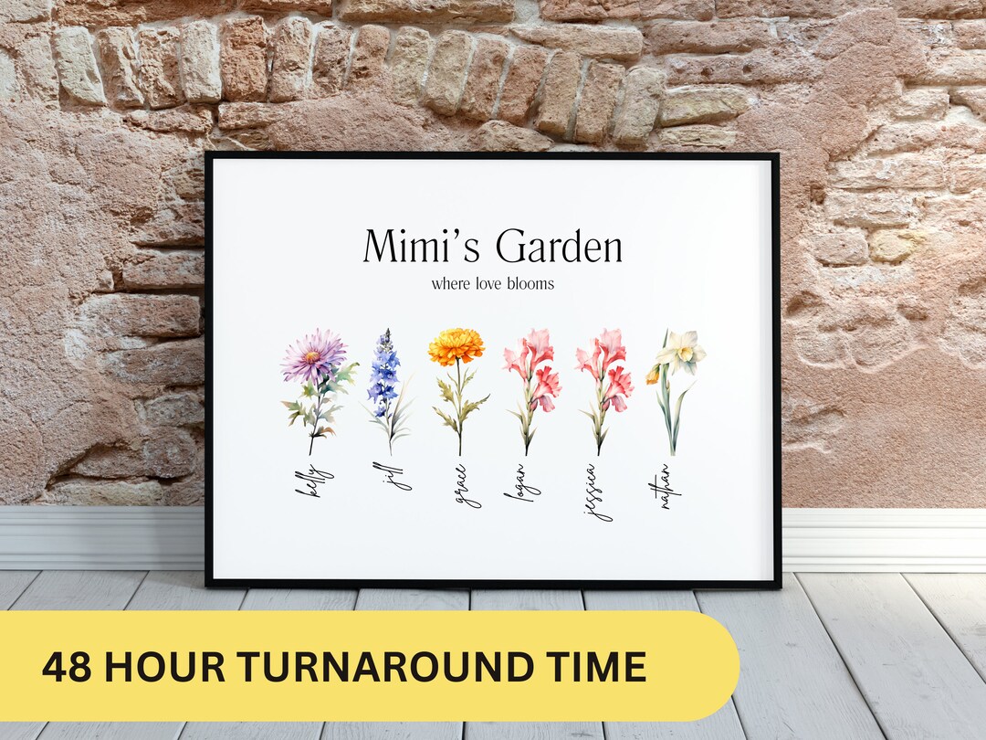 48 HOUR TURNAROUND Personalized Printable Grandma's Garden, Digital ...