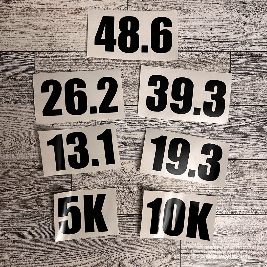 Vinyl Distance Stickers | 5K, 10K, 13.1 Half Marathon, 26.2 Marathon ...