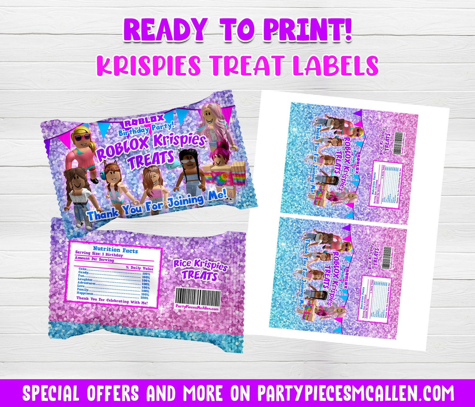 Printable Girls Roblox Birthday Package Etsy