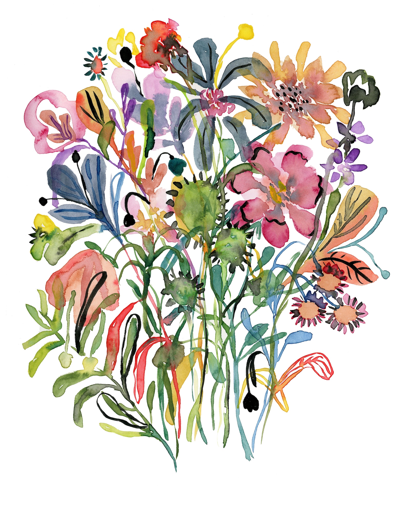 Downloadable Bright Flower Print | Colorful Floral Print | Printable ...