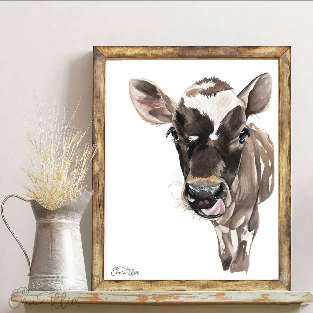 Cow Print, Calf Print, Farm House Print, Farm Style Print, Nursery ...