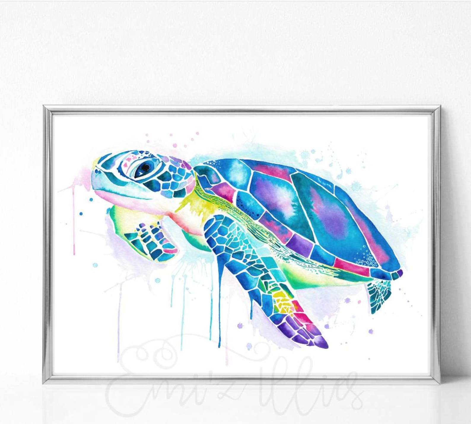 Rainbow Turtle, Ocean Art, Under the Sea, Sea Turtle, Beach Prints ...