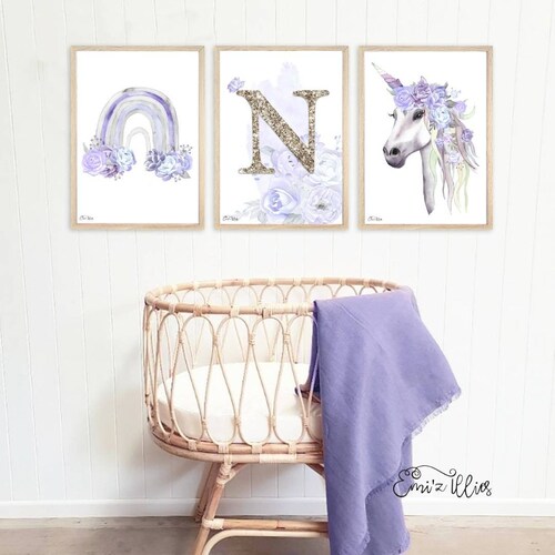 Unicorn Print Girls Nursery Art Girly Prints Rainbow Print - Etsy