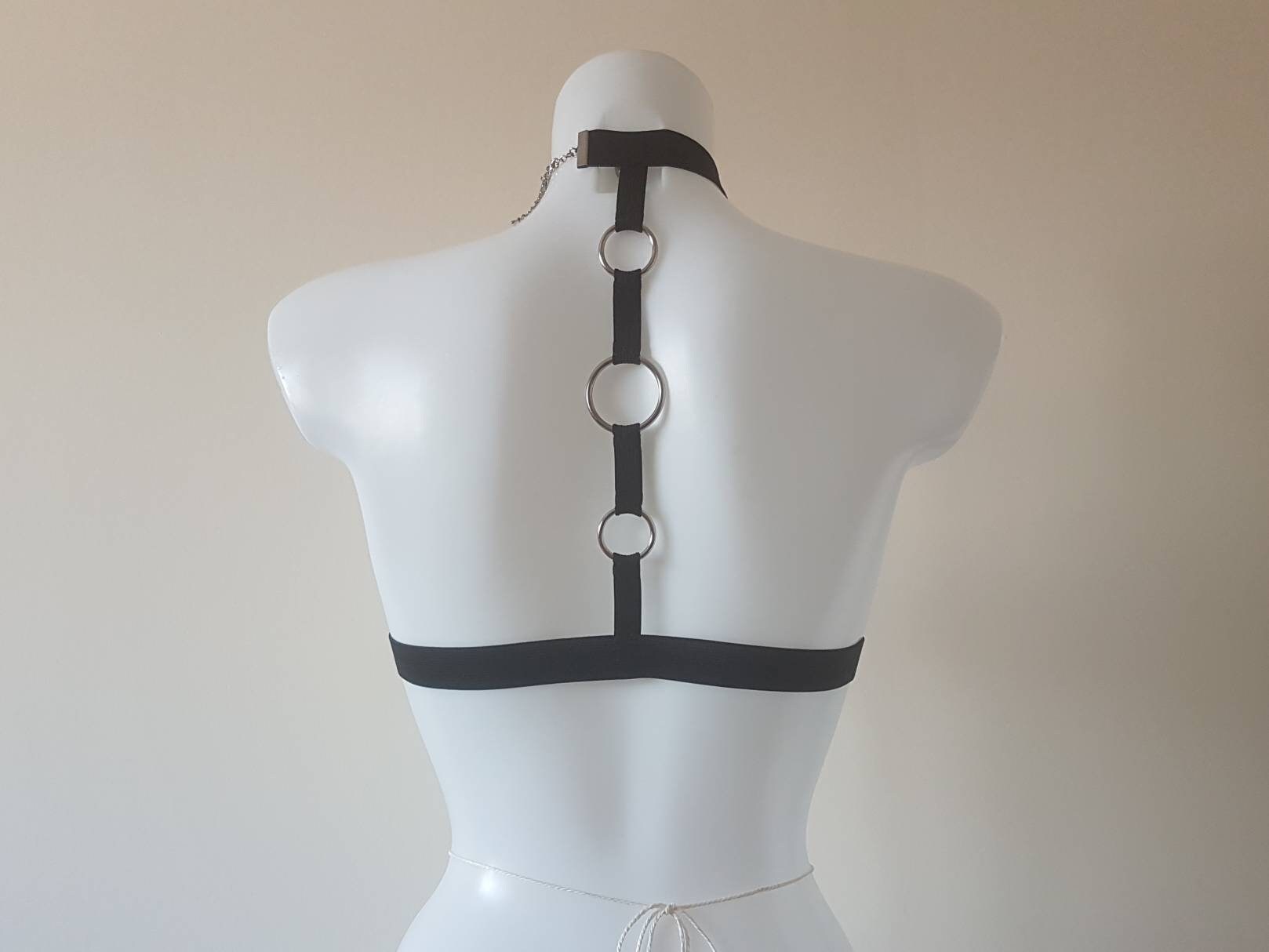 Faith Chest Harness Bra // Black Elastic Cage Bra Body Harness - Etsy