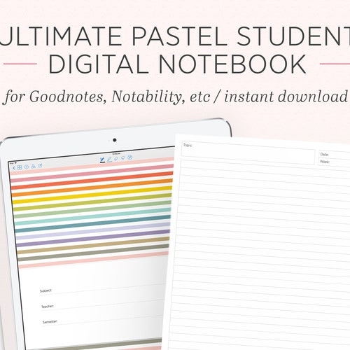 Digital Student Notebook Student Planner Organiser Subject - Etsy
