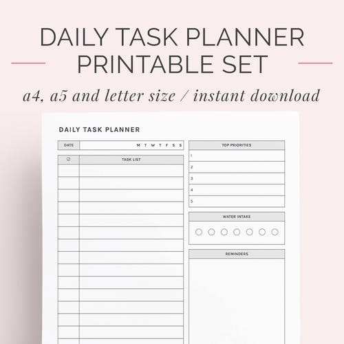 Daily Task Planner to Do List Printable Day Organiser - Etsy