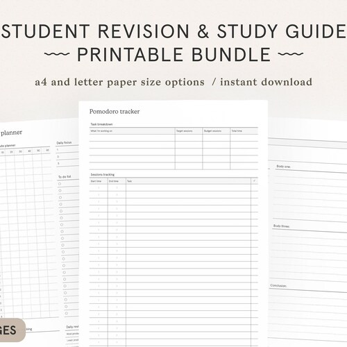 Student Printable Studying Guide Revision College University - Etsy