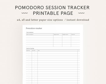 Pomodoro Technique Study Session Tracker Printable - Etsy Australia