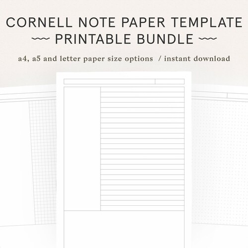 Cornell Notes Method Paper Student Note Taking Template Dot - Etsy