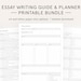 Essay Guide and Planner Printable Pack | School, College, University ...