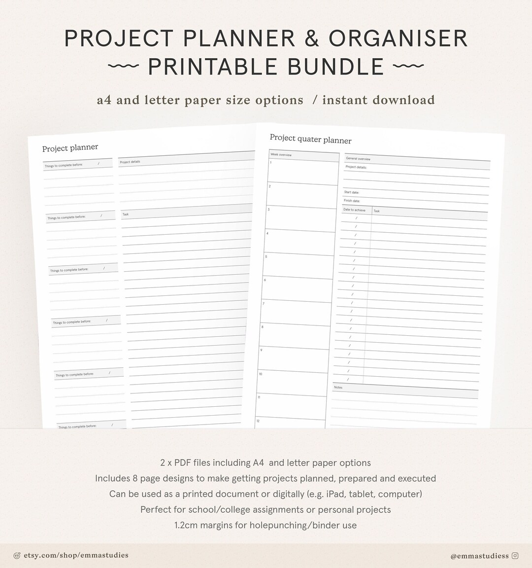 Project Planner Printable | Student, Business, Home Planner ...