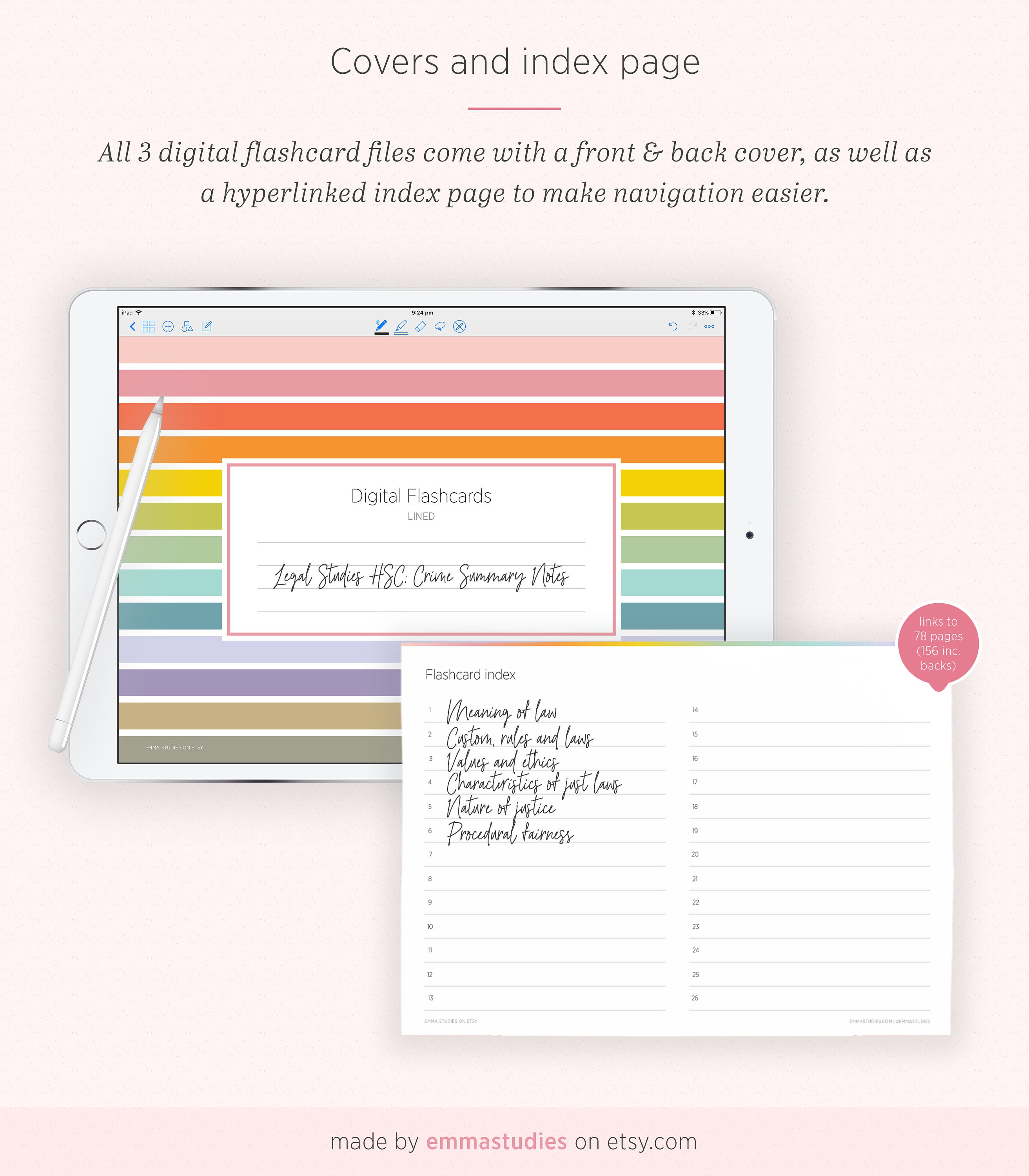 Digital Flashcards | Pastel Study Index Cards Student System Cards ...