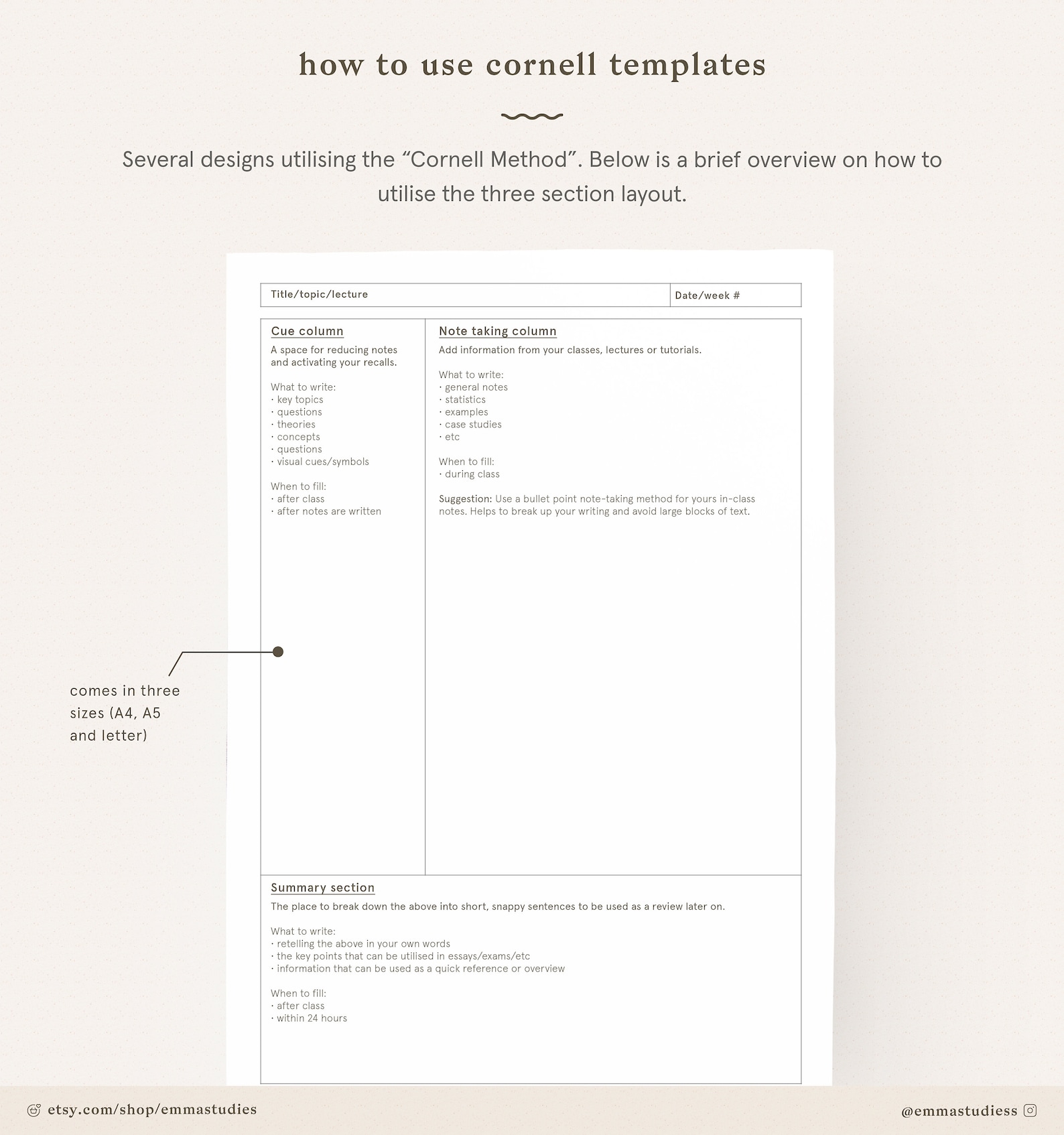 Student Note Taking Template Printable Pack A4 A5 and - Etsy Australia
