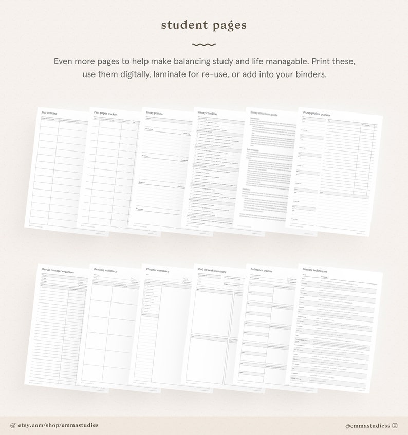 Ultimate Student Study Organiser Pack College University - Etsy Australia