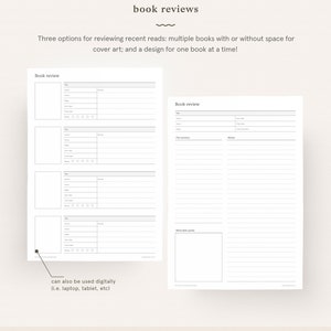 Book Tracker and Review Printable | Reading Journal Log List ...
