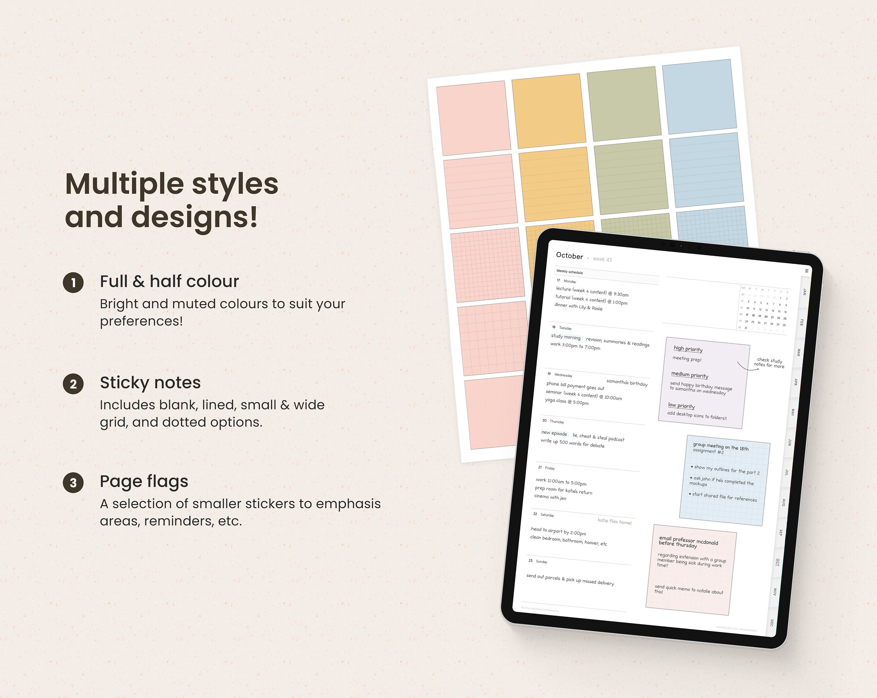 Digital Sticky Note and Page Flag Stickers Goodnotes - Etsy