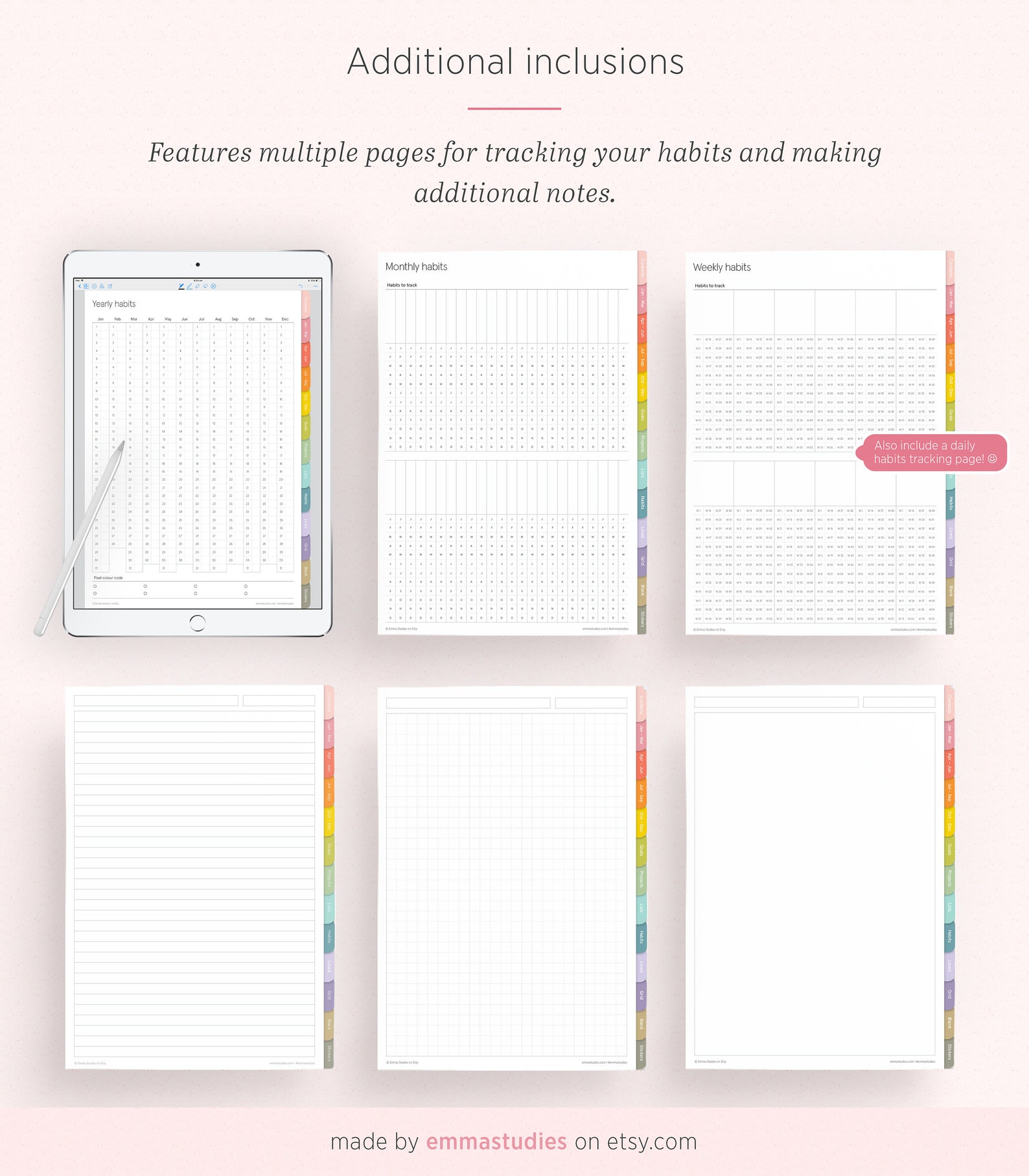 Undated Digital Daily Weekly Monthly and Yearly Lined - Etsy Australia