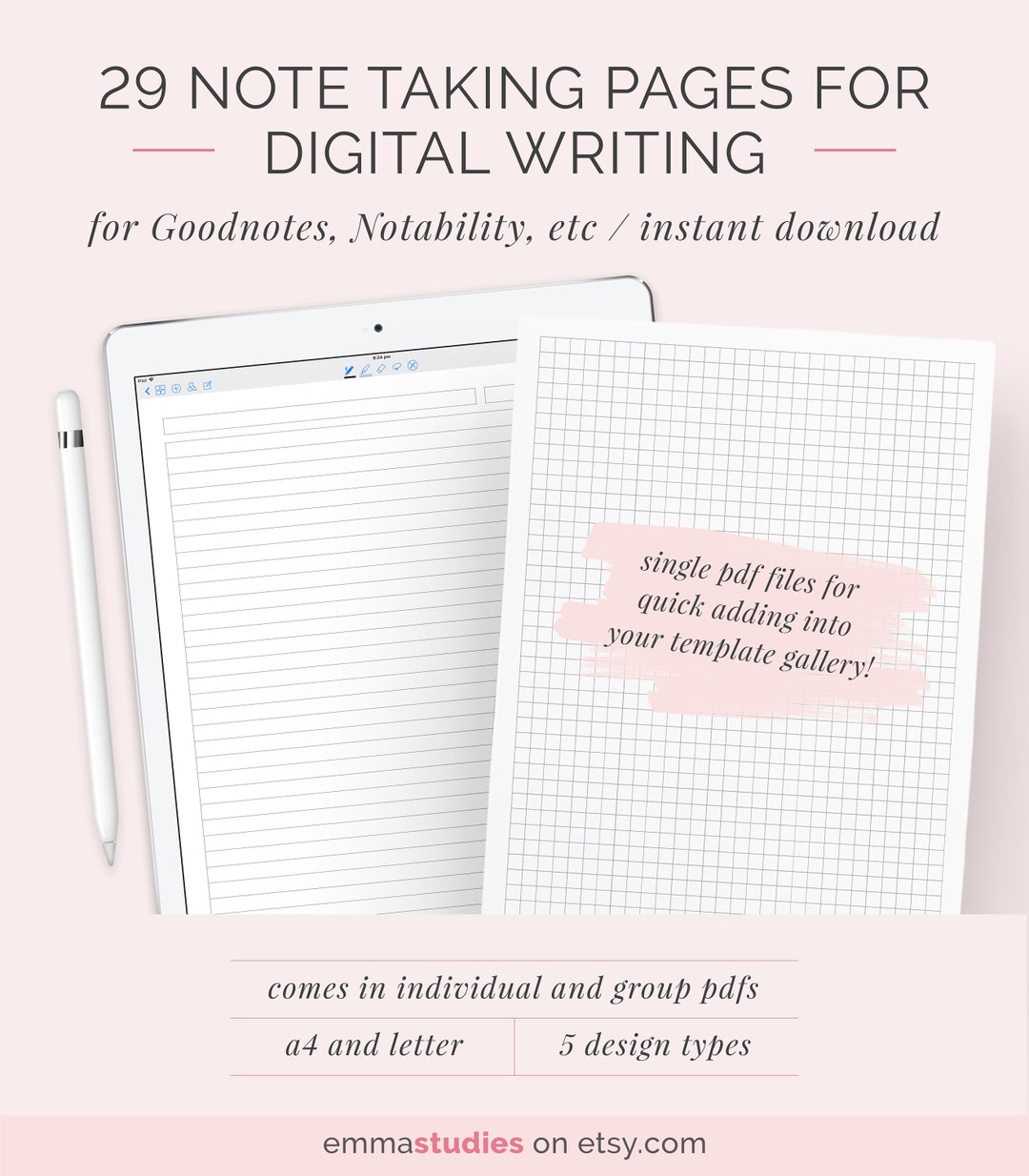 Digital Note Taking Paper Template Goodnotes Notability iPad - Etsy