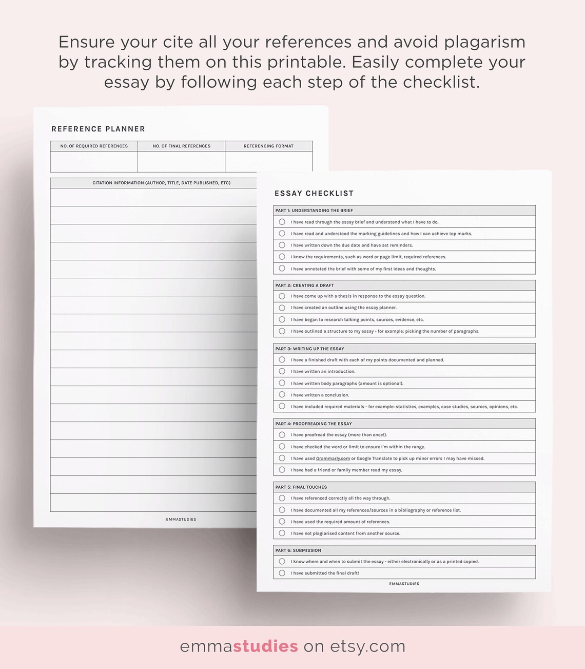 Essay Guide and Planner Printable Pack School College | Etsy