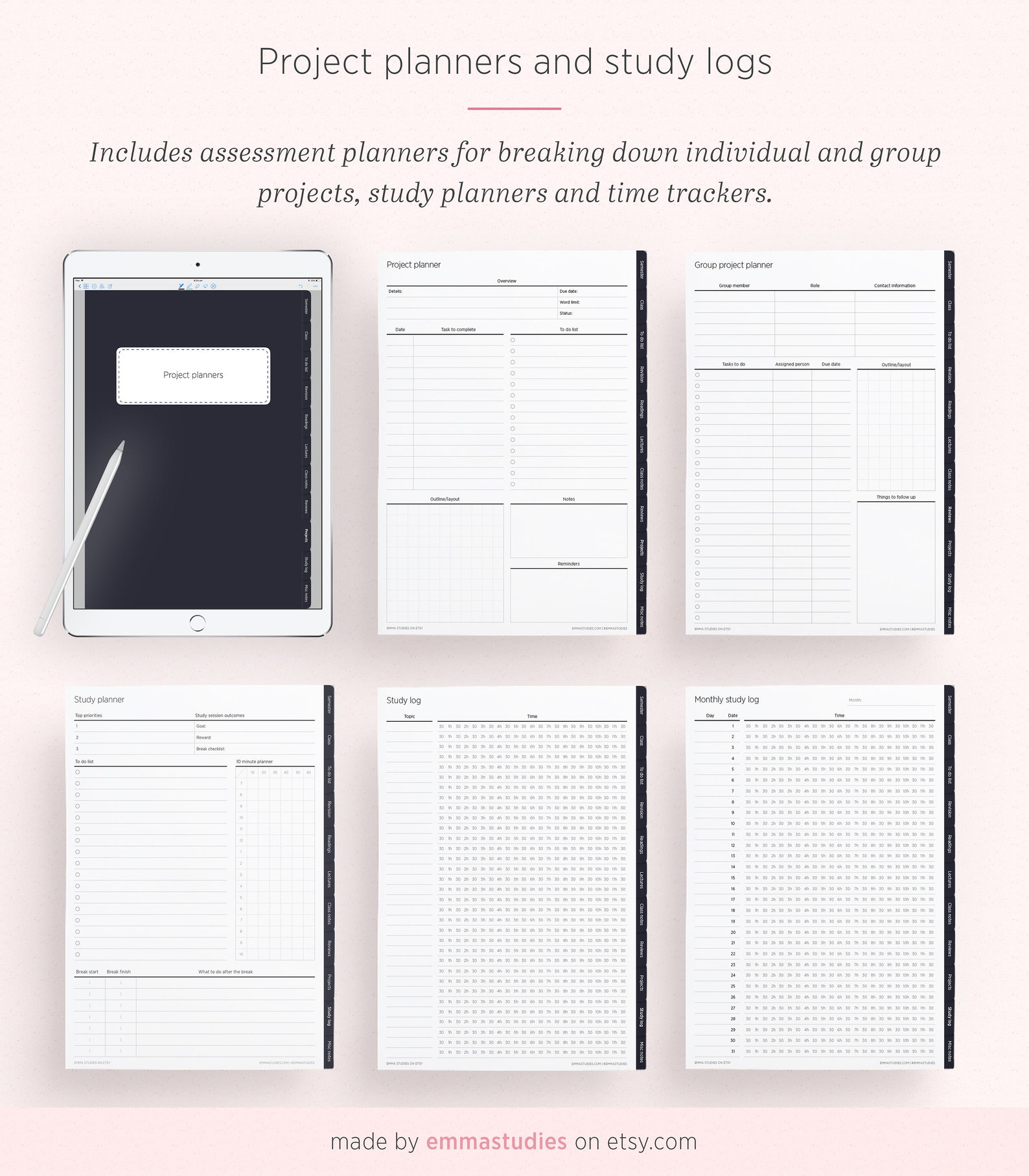 Digital Student Notebook Student Planner Organiser Subject - Etsy