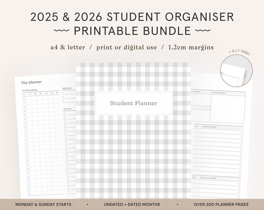 2025 Printable Student Planner | Academic College Organiser ...
