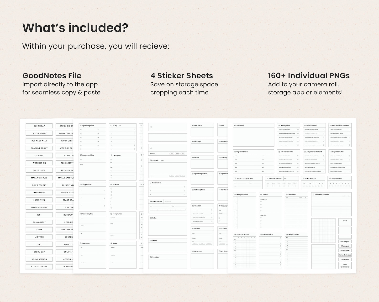 Digital Student Stickers Study College University Studying Goodnotes ...