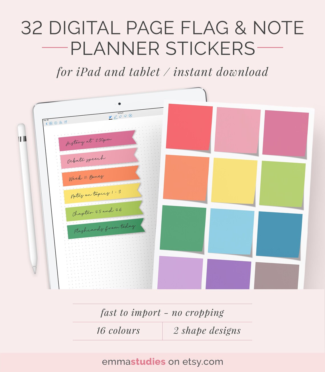 Digital Sticky Note and Page Flag Stickers Goodnotes | Etsy