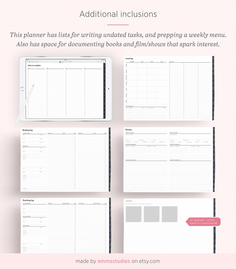 Undated Digital Daily Weekly Monthly and Yearly Planner | Etsy