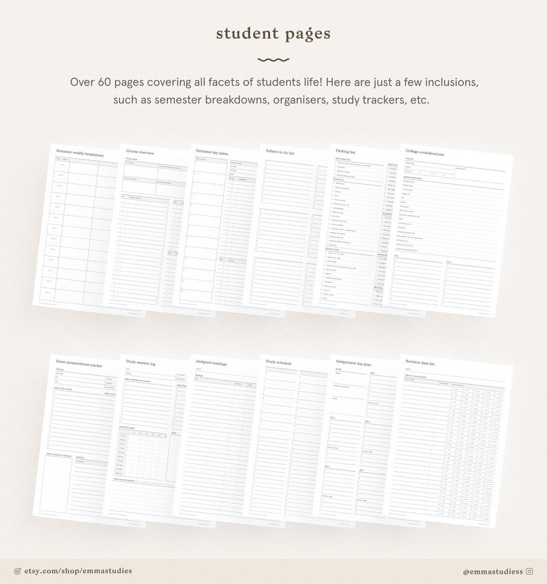 Ultimate Student Study Organiser Pack College University - Etsy Australia