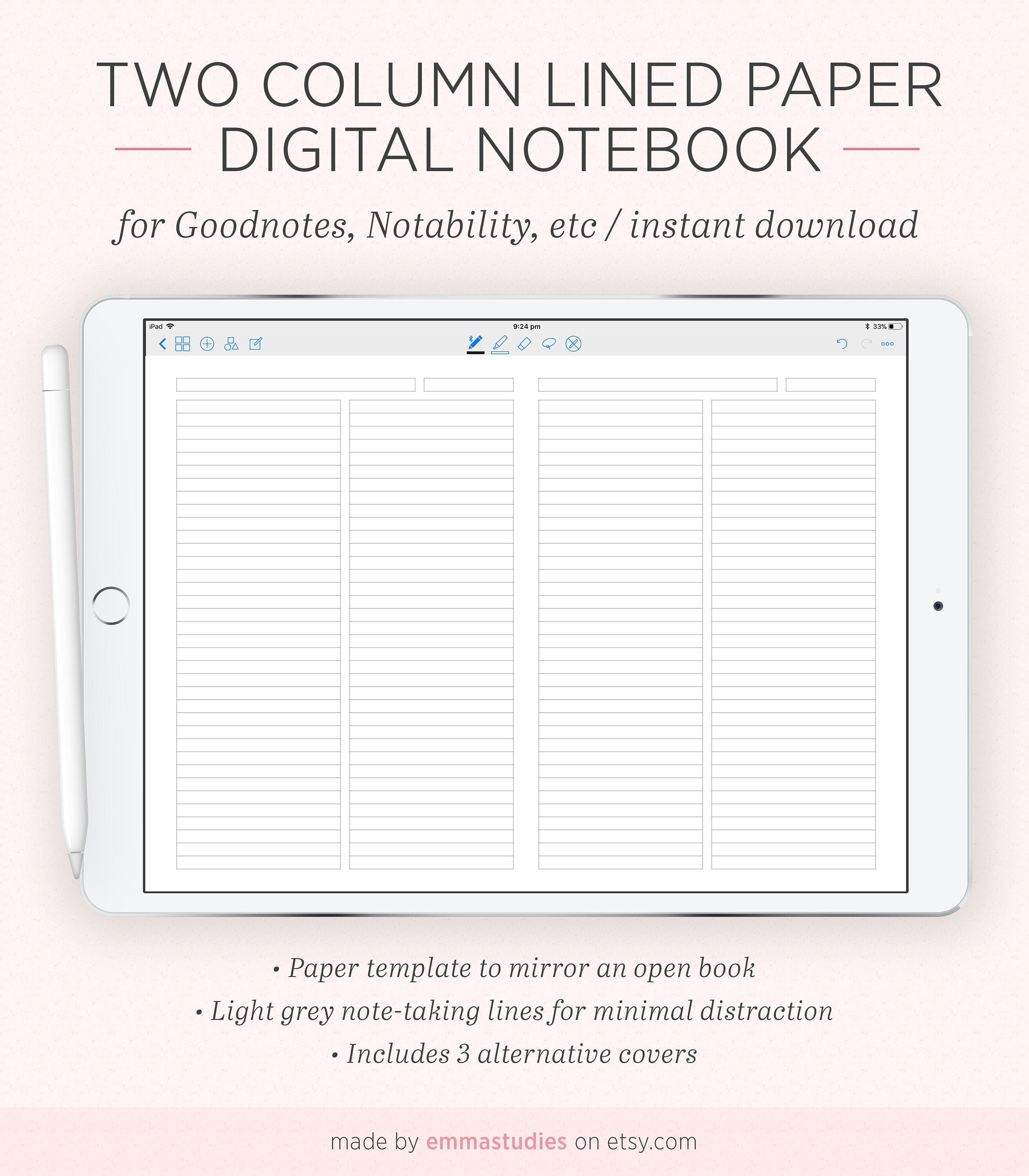Digital Double Spread Lined Notebook Lined Ruled Organiser | Etsy