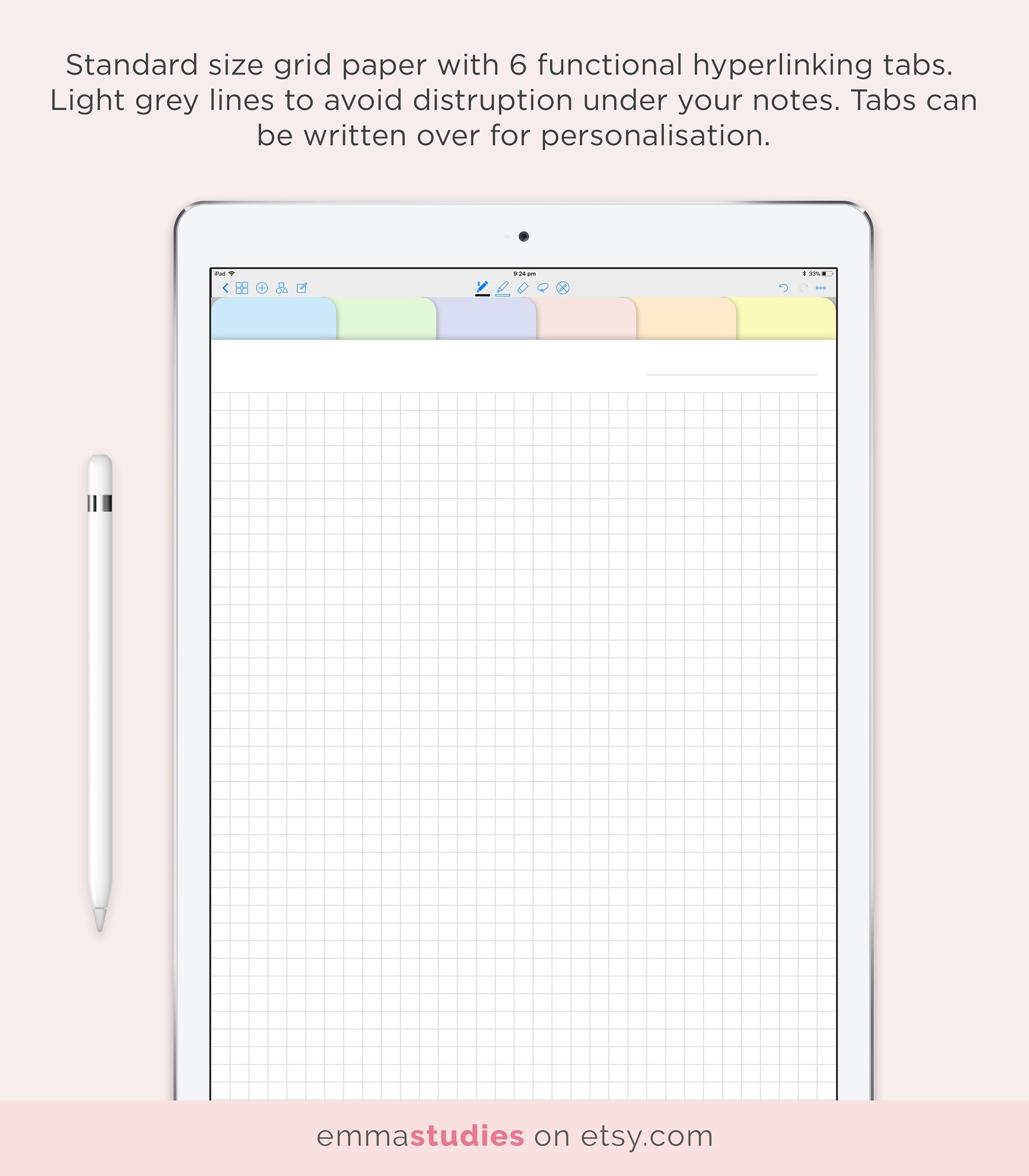 Digital 6 Tab Grid Student Notebook Template Digital Square | Etsy