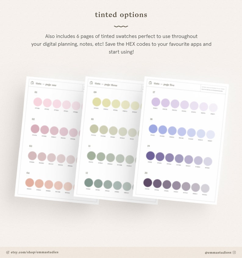 Digital Planner Colour Swatches Design Ideas Color Palette - Etsy