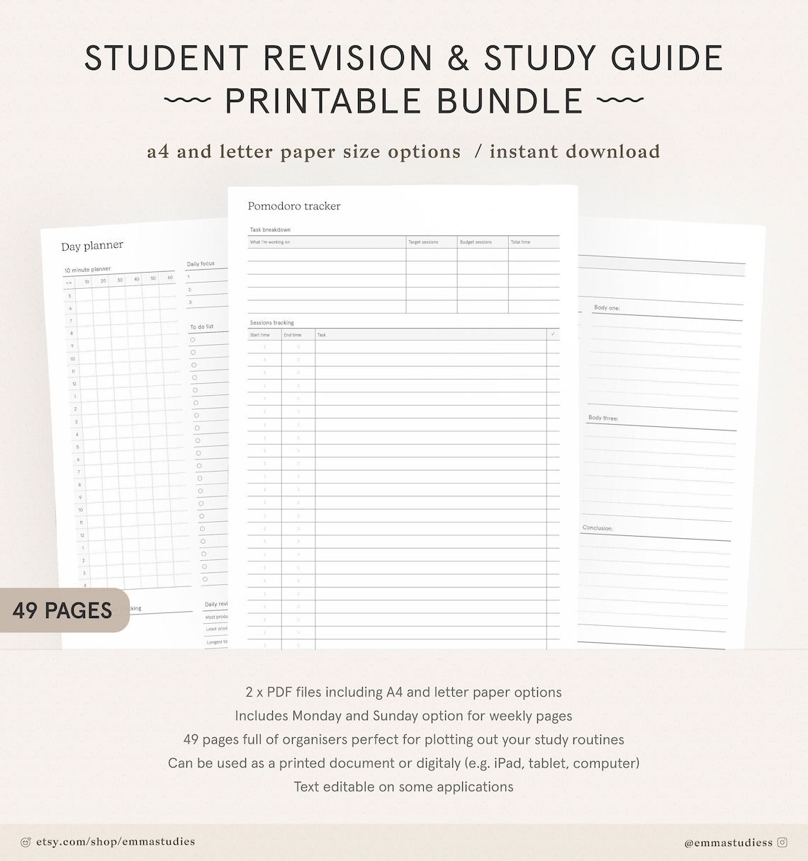 Student Printable Studying Guide | Revision College University School ...