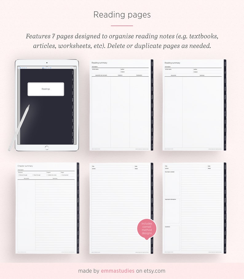 Digital Student Notebook | Student Planner Organiser Subject Notebook ...