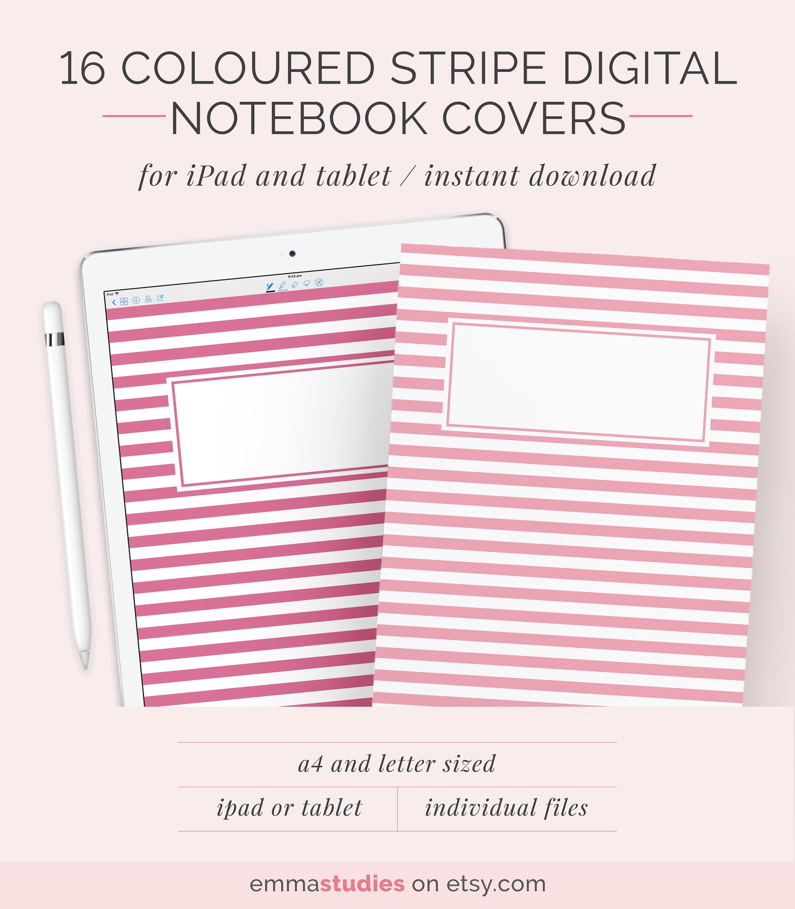 Digital Notebook Cover Template A4 And Letter Subject | Etsy