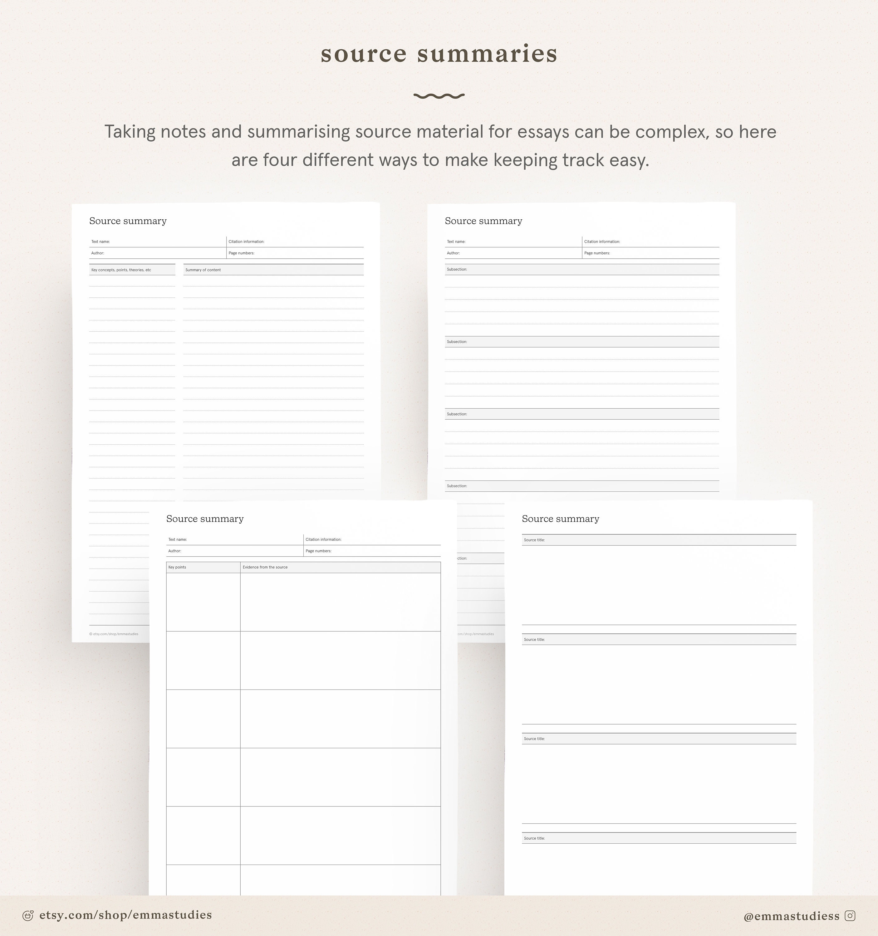 Essay Guide and Planner Printable Pack | School, College, University ...