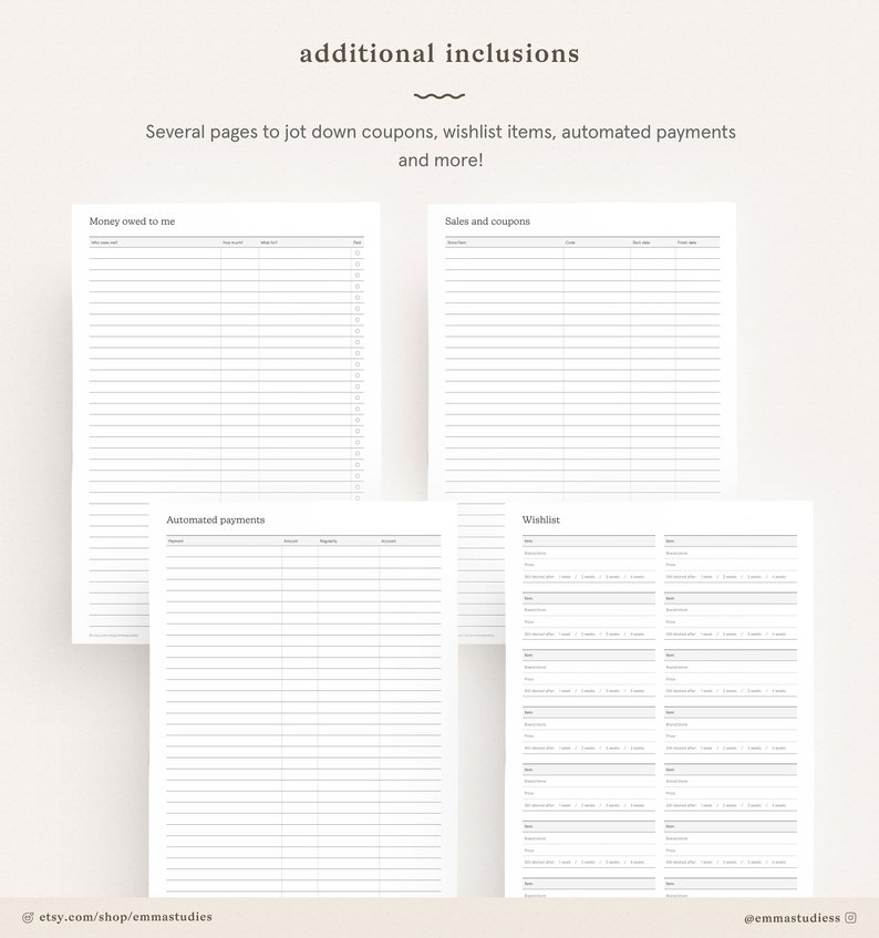 Financial Planner Printable Pack Monthly Budget Finance - Etsy Australia