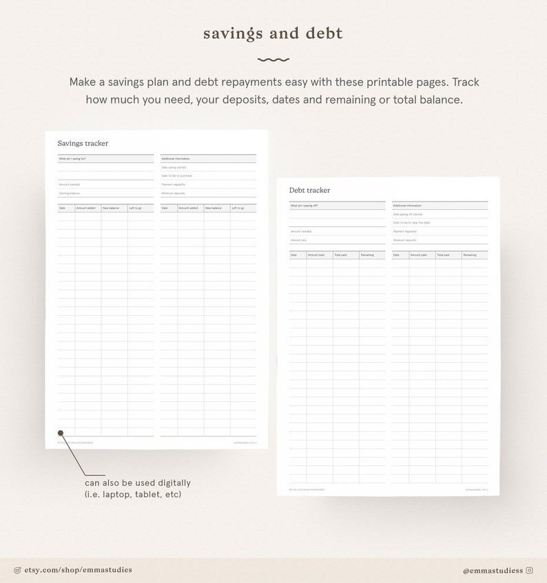 Financial Planner Printable Pack Monthly Budget Finance | Etsy