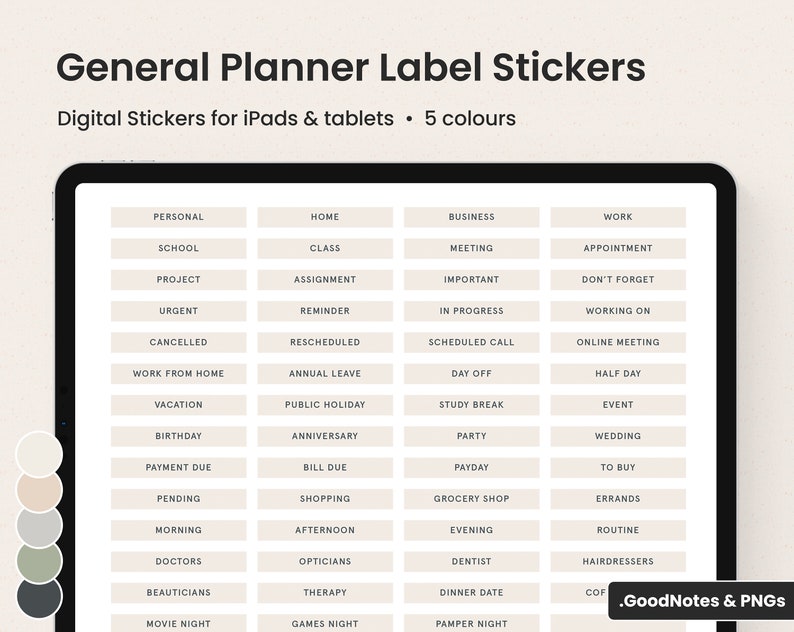 Label Digital Stickers Neutral Goodnotes Sticker Sheets | Etsy