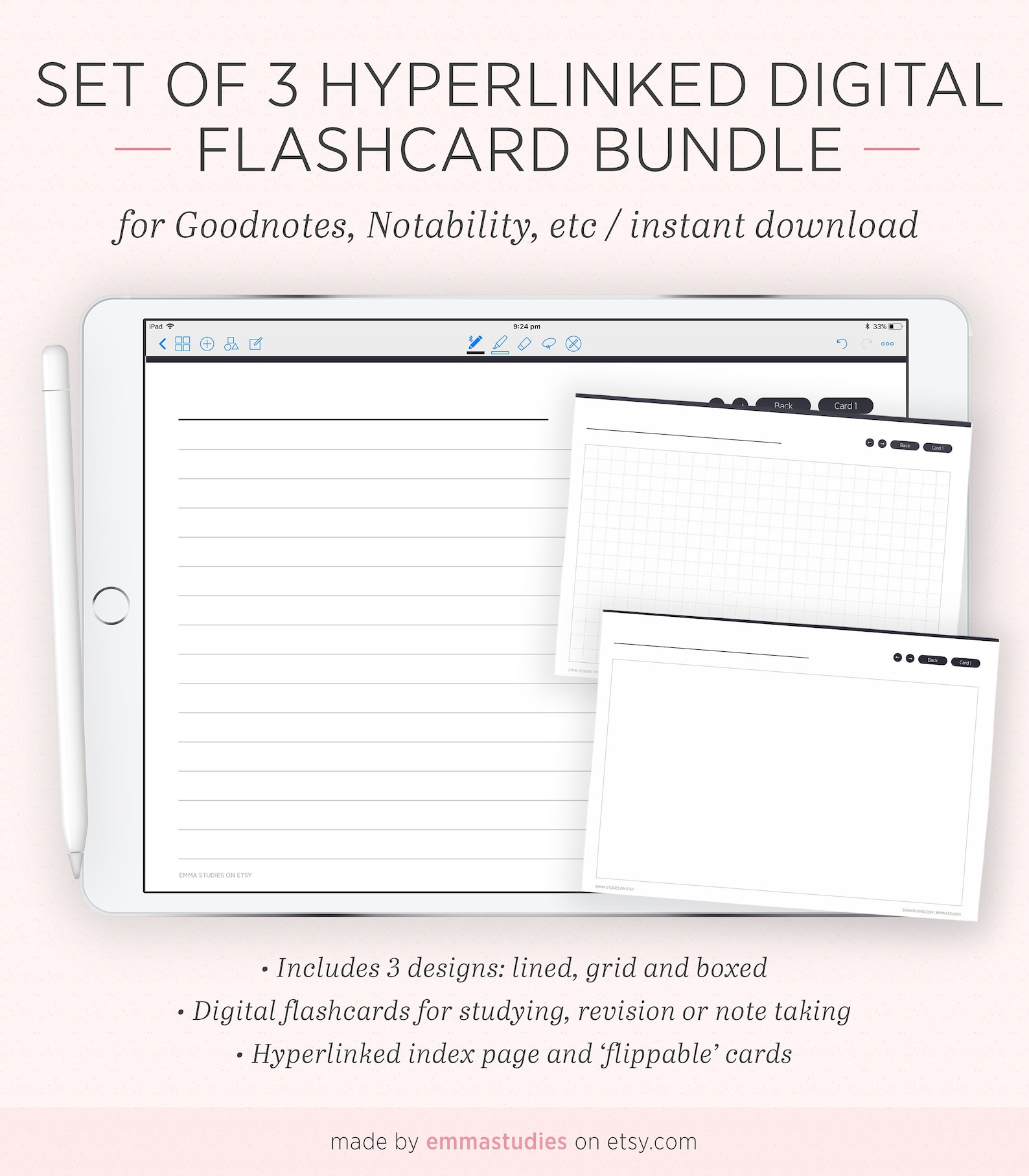 Digital Flashcards Study Index Cards Student System Cards - Etsy Australia
