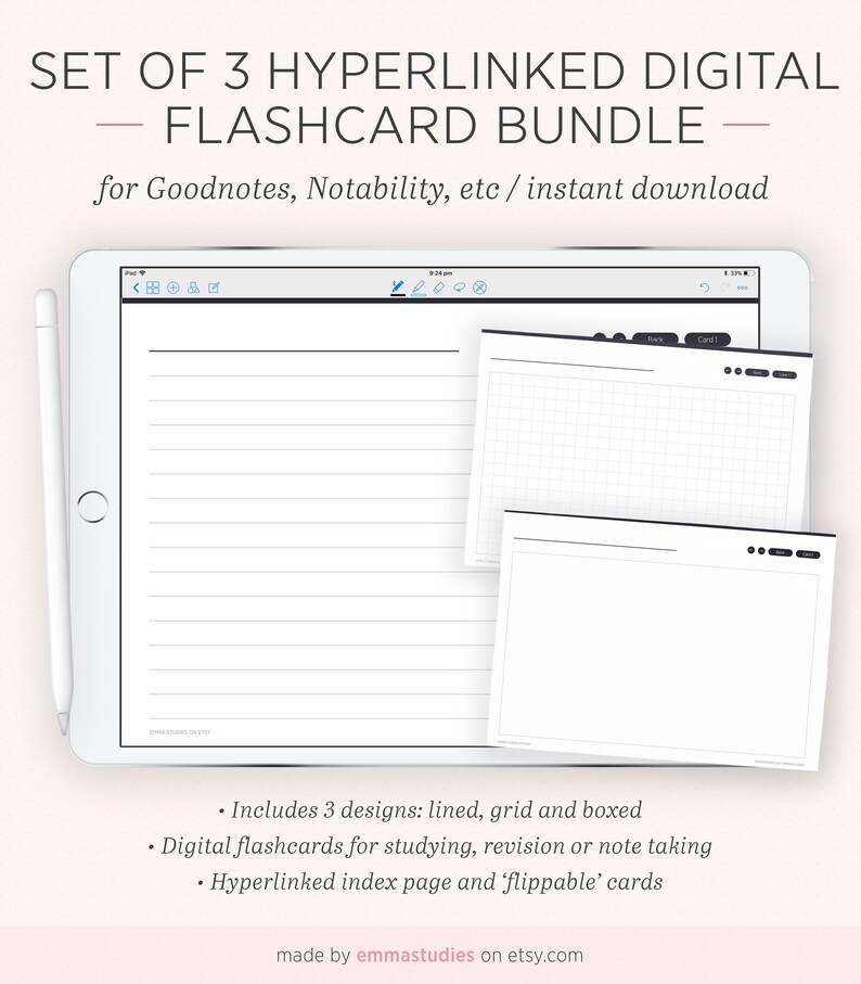 Digital Flashcards Study Index Cards Student System Cards - Etsy Australia