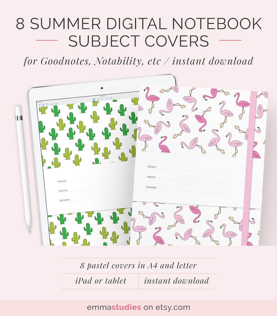 Digital Notebook Cover Template for Goodnotes Notability A4 - Etsy