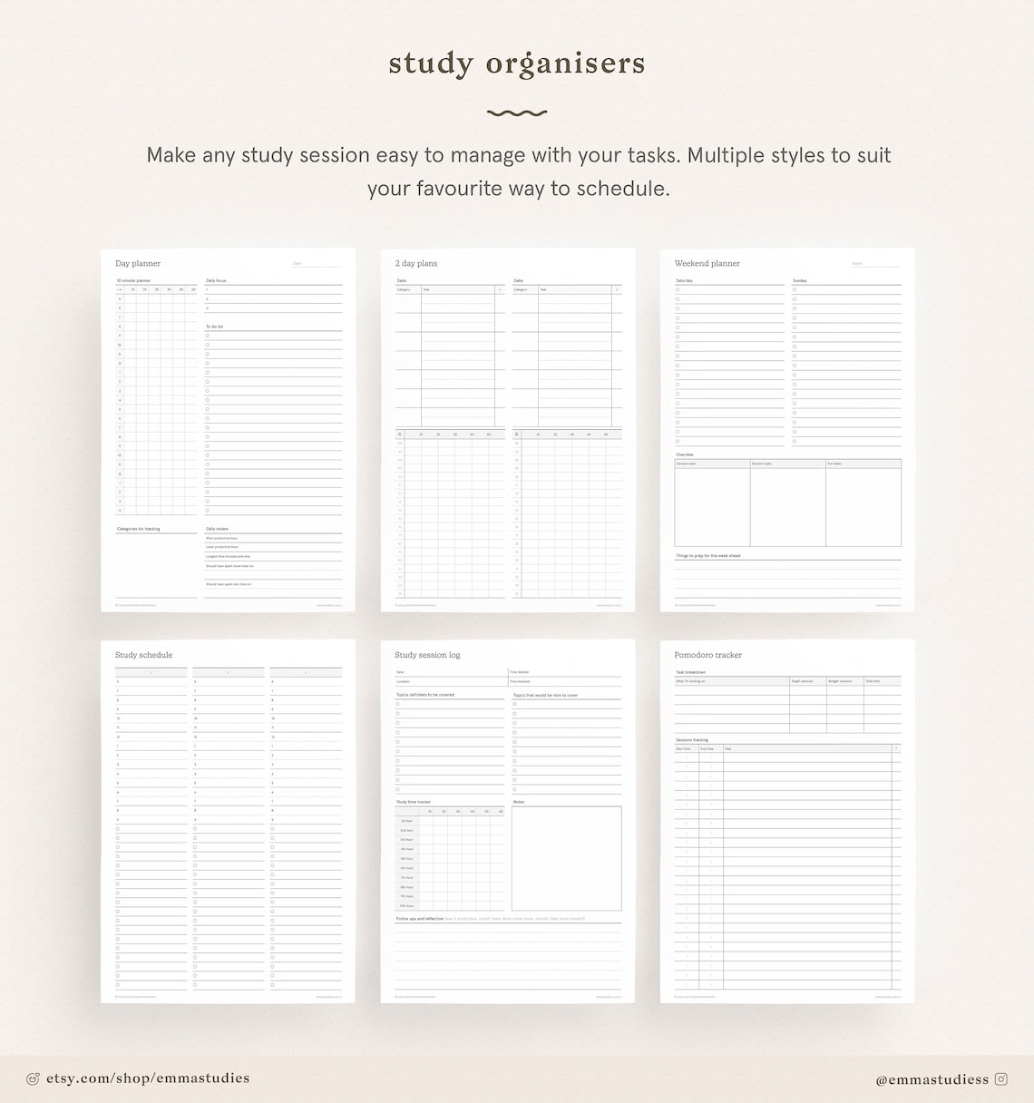 Student Printable Studying Guide Revision College University | Etsy