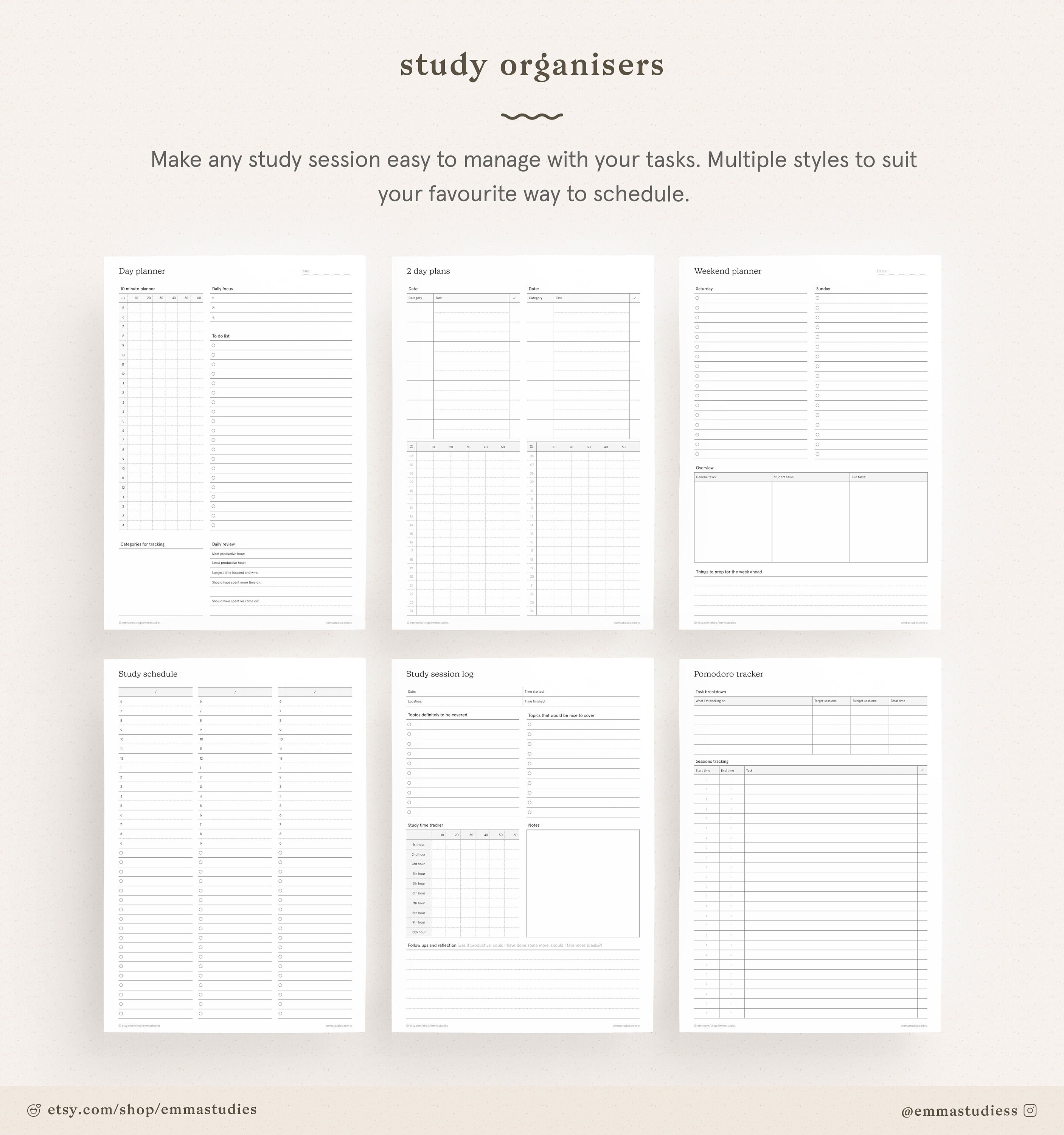 Student Printable Studying Guide Revision College University - Etsy