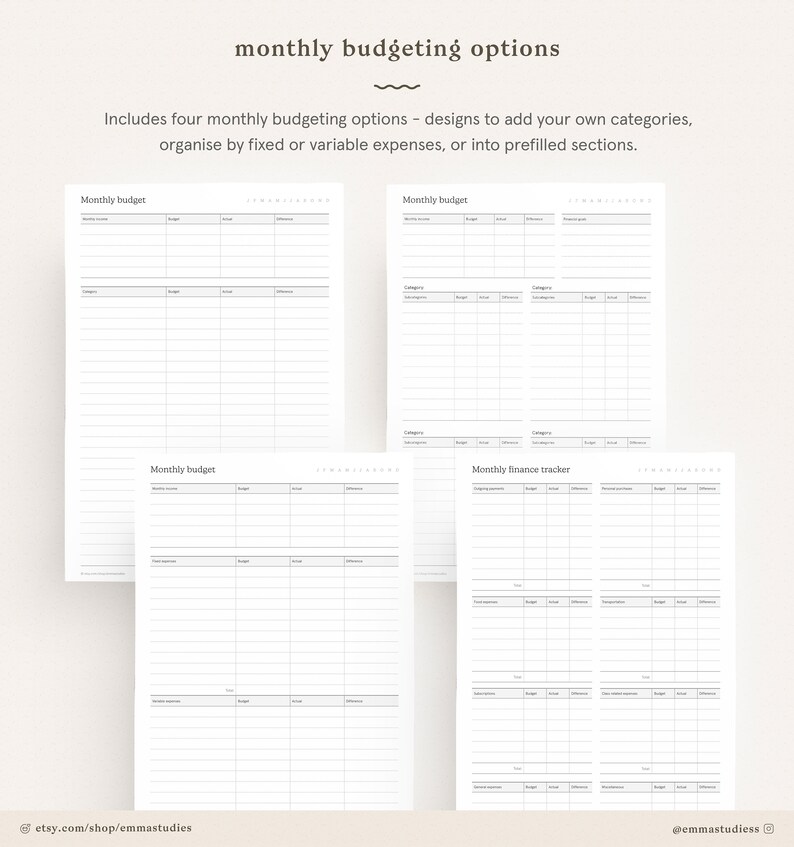 Financial Planner Printable Pack Monthly Budget Finance | Etsy