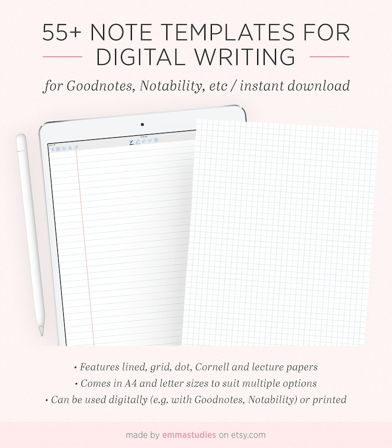 Digital Note Taking Paper Template Goodnotes Notability Ipad - Etsy