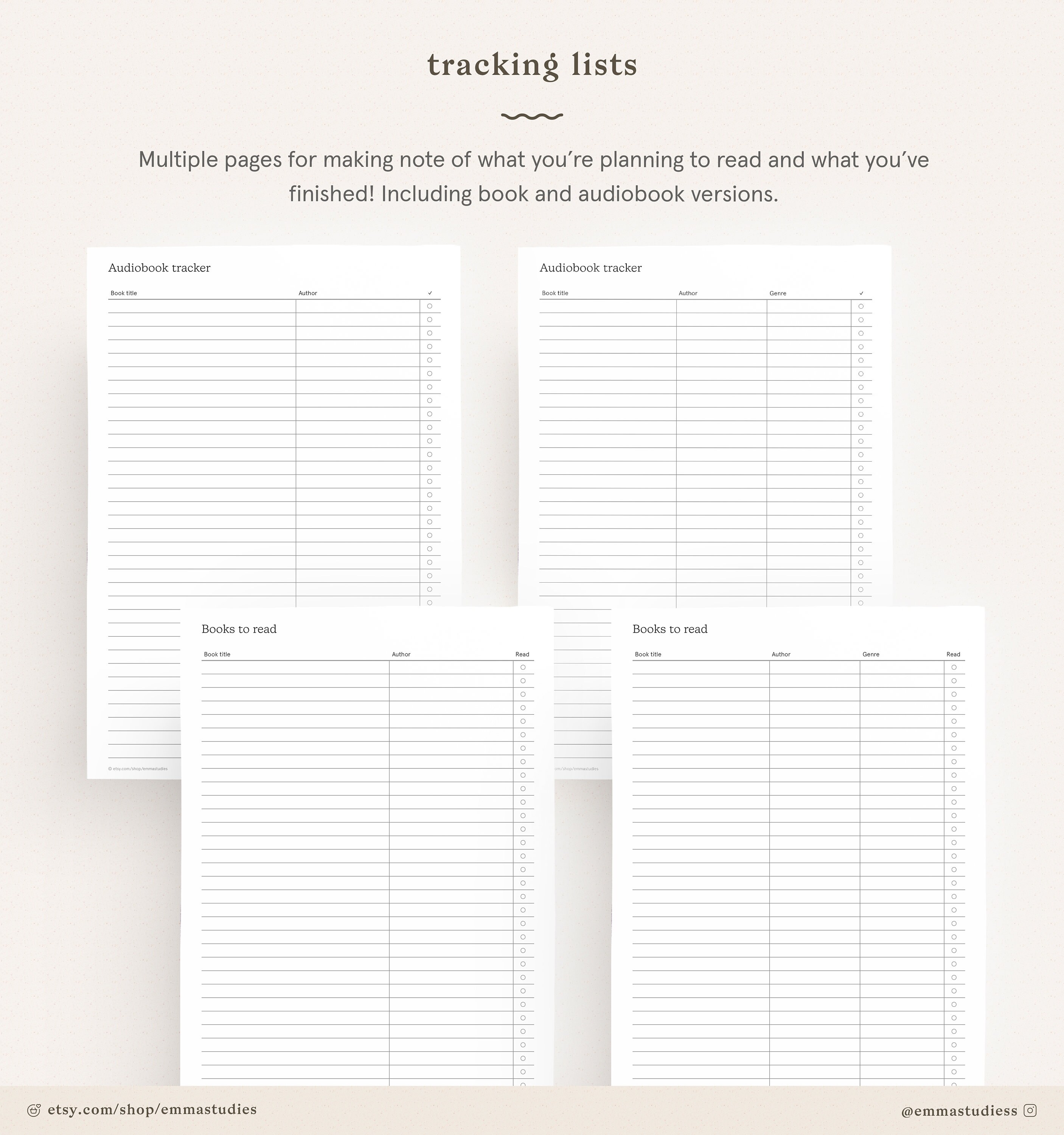 Book Tracker and Review Printable | Reading Journal Log List ...