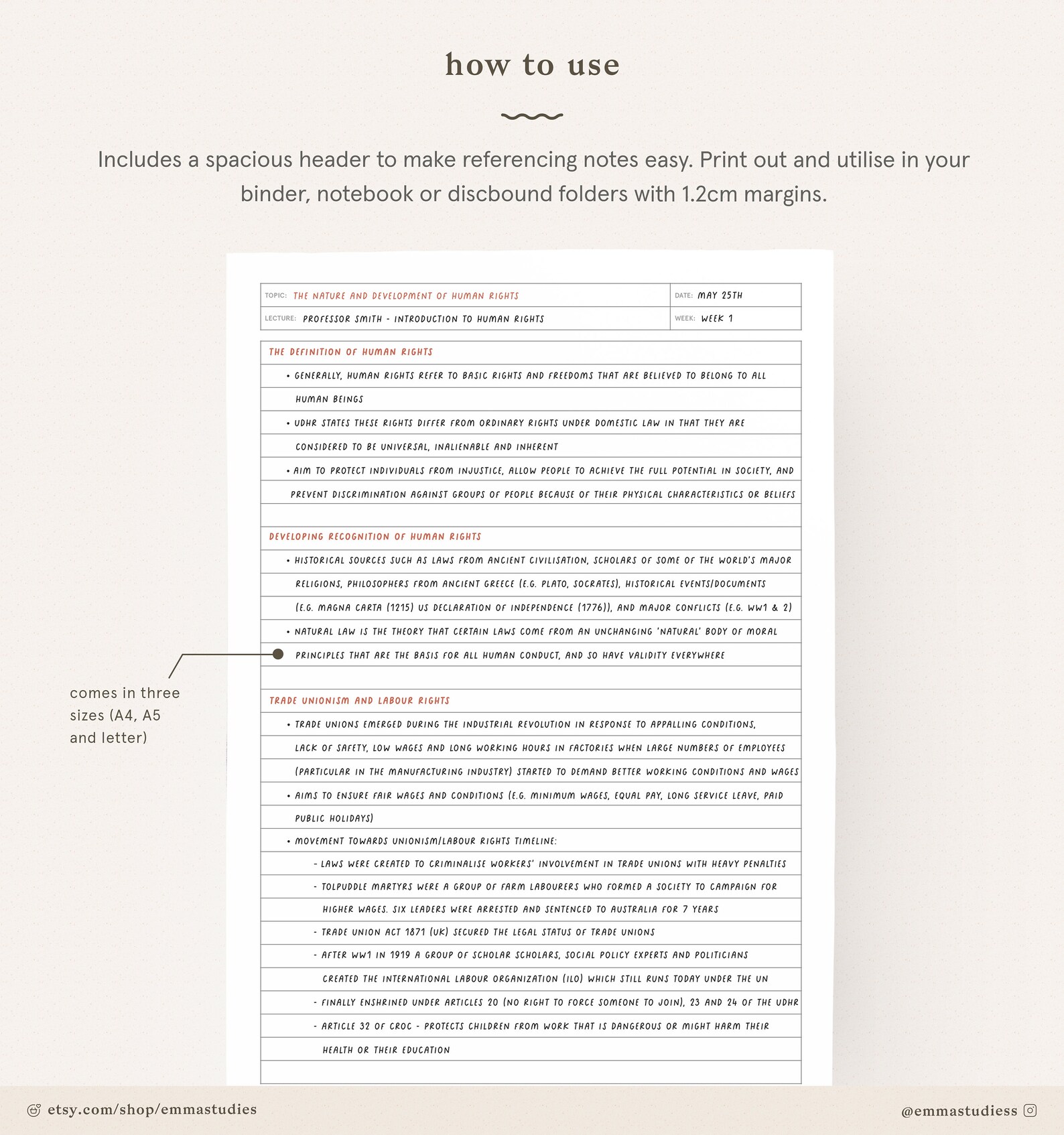 Student Lecture Note Taking Printable | A4, A5, and Letter | Lined, Dot ...