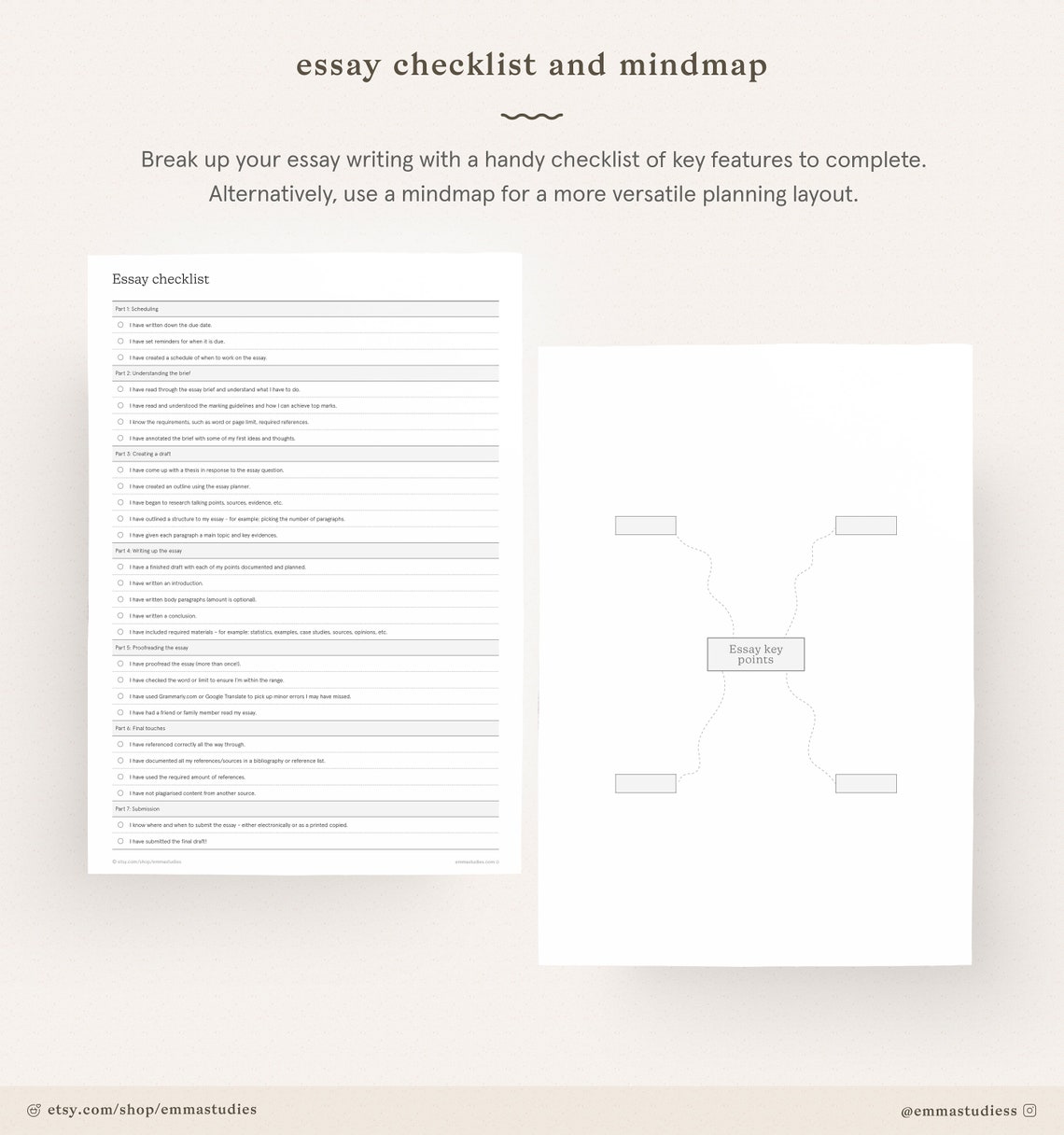 Essay Guide and Planner Printable Pack | School, College, University ...