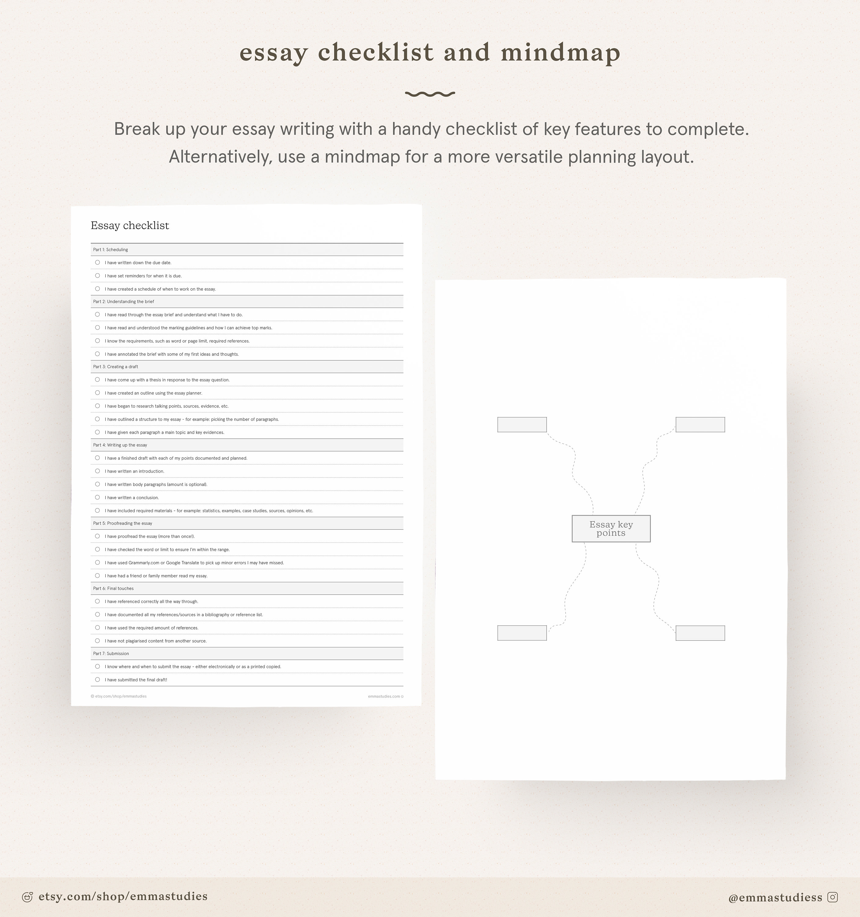 Essay Guide and Planner Printable Pack School College - Etsy